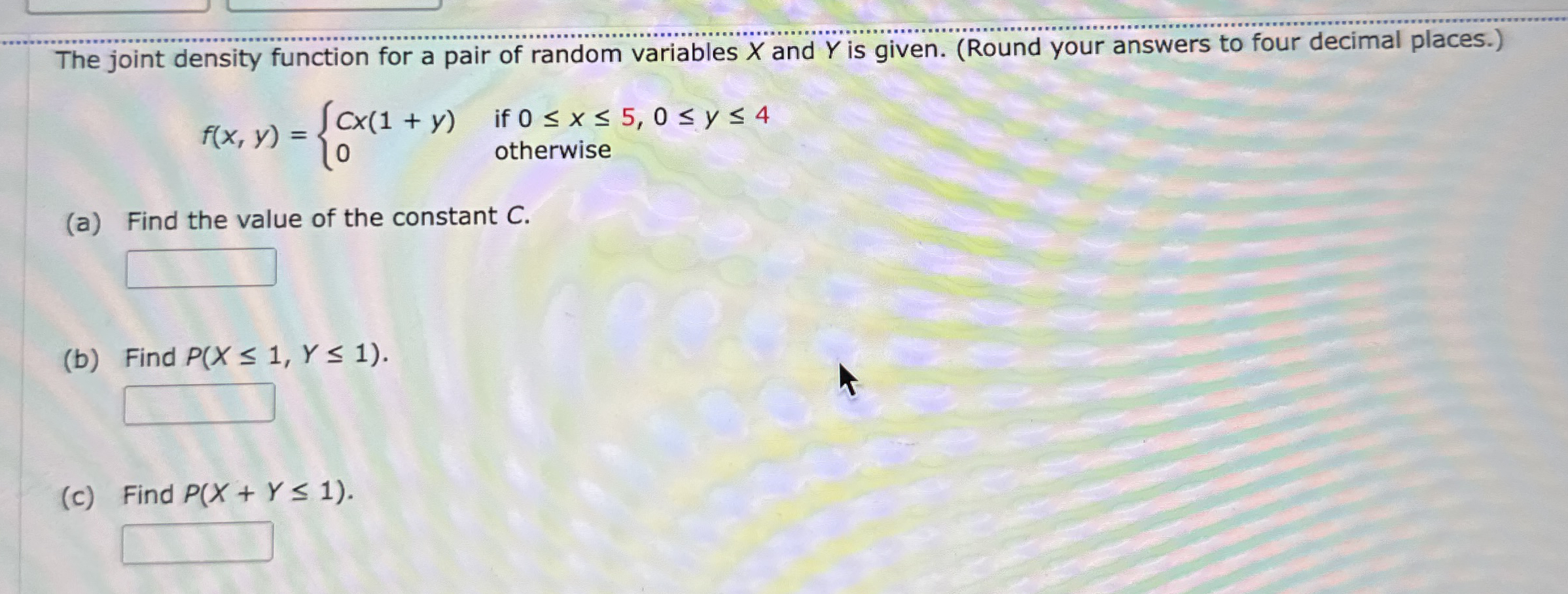 Solved The joint density function for a pair of random | Chegg.com