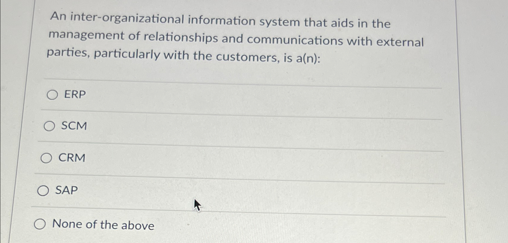 Solved An inter-organizational information system that aids | Chegg.com