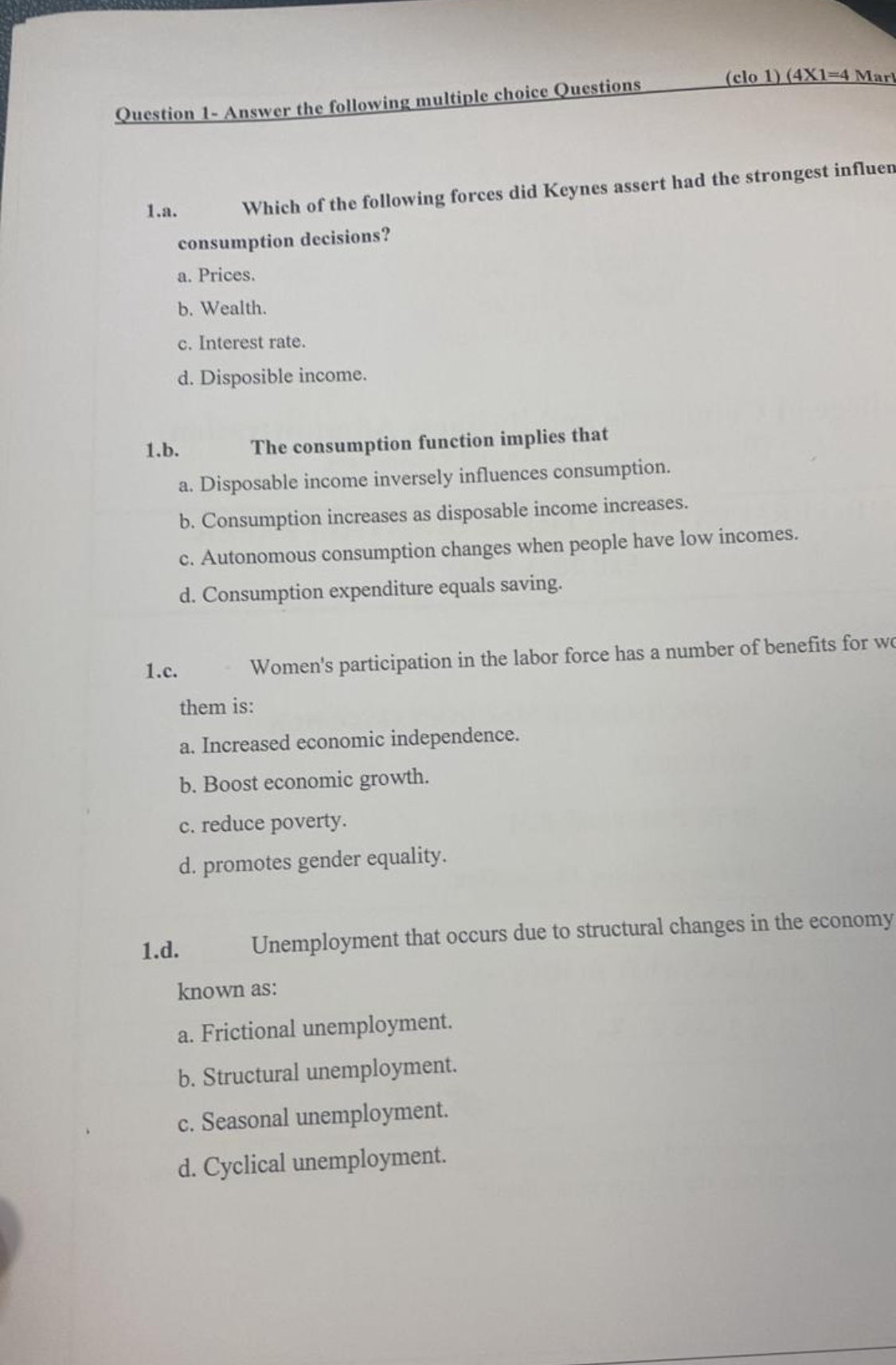 Solved Question 1- ﻿Answer the following multiple choice | Chegg.com