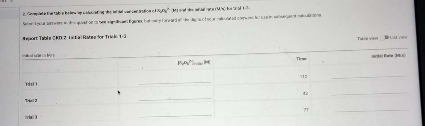 Solved Complete the table below by calculating the initial | Chegg.com