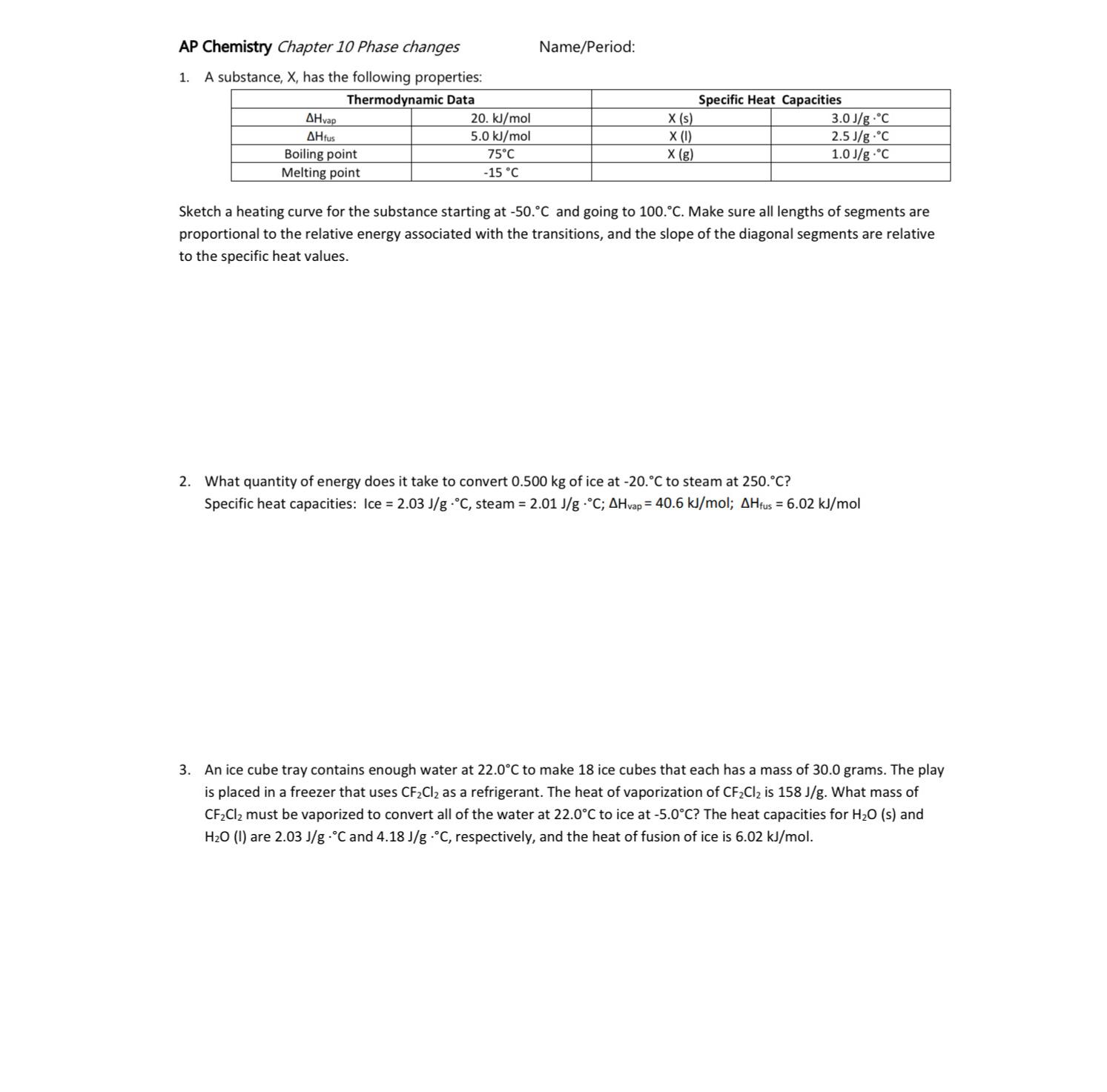 Solved AP Chemistry Chapter 10 ﻿Phase changesName/Period:A | Chegg.com