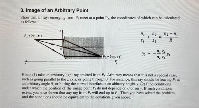 Solved 3. Image of an Arbitrary Point Show that all rays | Chegg.com
