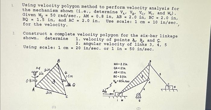 Solved Using velocity polygon method to perform velocity | Chegg.com