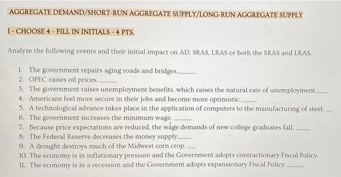 Solved AGGREGATE DEMAND/SHORT-RUN AGGREGATE SUPPLY/LONG-RUN | Chegg.com