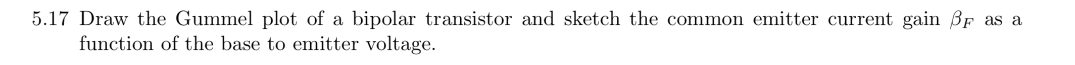 Solved 5.17 ﻿Draw the Gummel plot of a bipolar transistor | Chegg.com