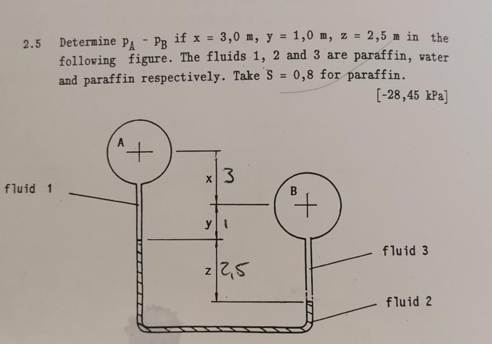 Solved 2.5 Determine PA - PB if x = 3,0 m, y = 1,0 m, z = | Chegg.com
