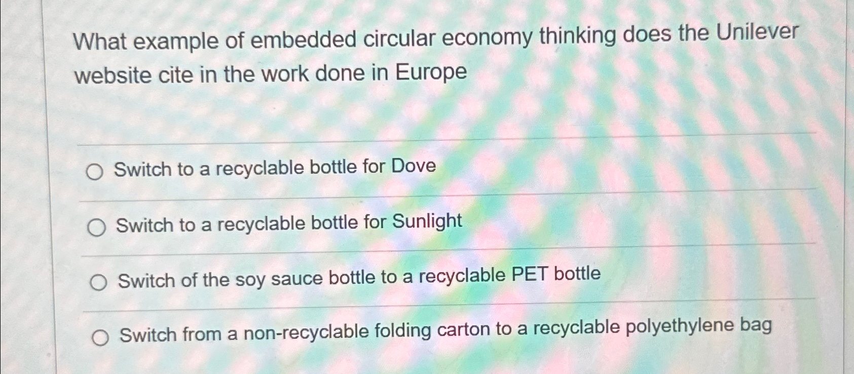 Solved What example of embedded circular economy thinking | Chegg.com