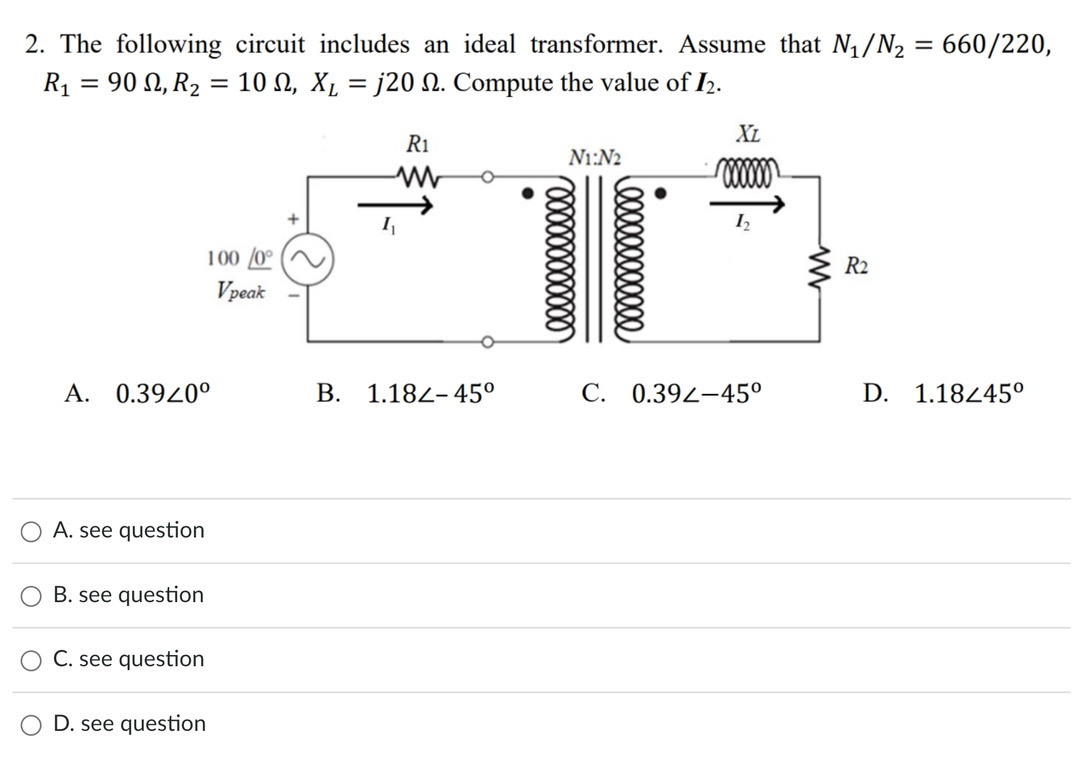 Solved The following circuit includes an ideal transformer. | Chegg.com