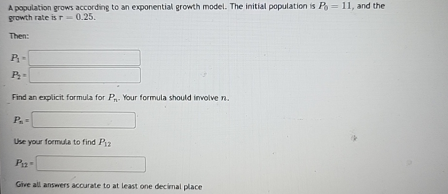 Solved A population grows according to an exponential growth | Chegg.com