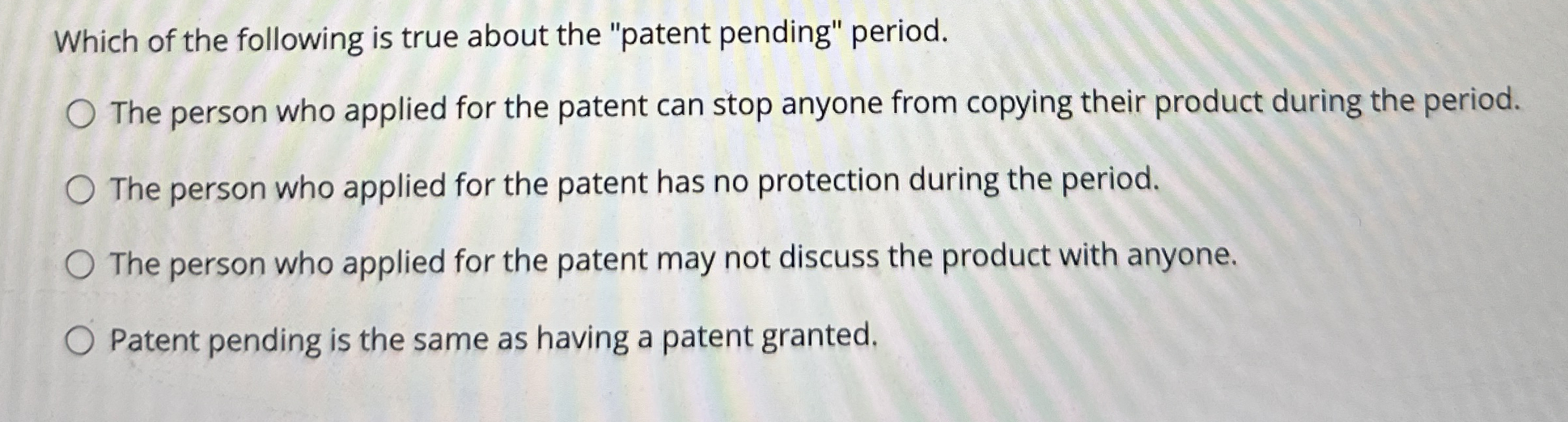 Solved Which of the following is true about the "patent | Chegg.com