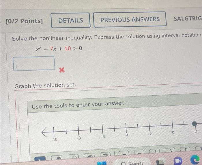 Solved solve the nonlinear inequality and express the | Chegg.com