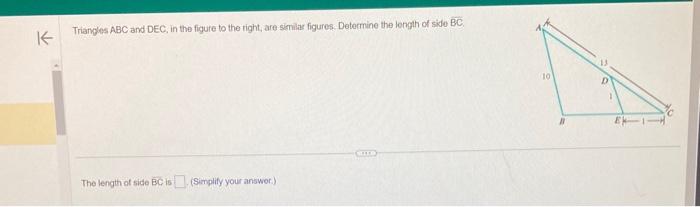 Solved Triangles ABC and DEC, in the figure to the right, | Chegg.com