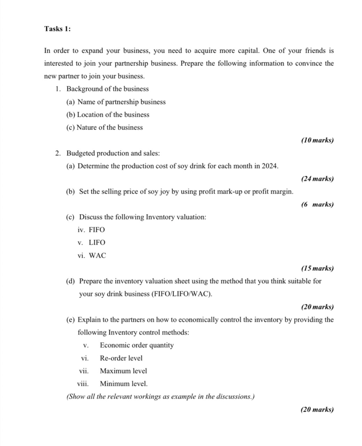 Solved Tasks 1:In order to expand your business, you need to | Chegg.com