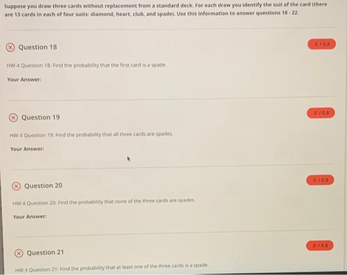 Solved Suppose you draw three cards without replacement from | Chegg.com
