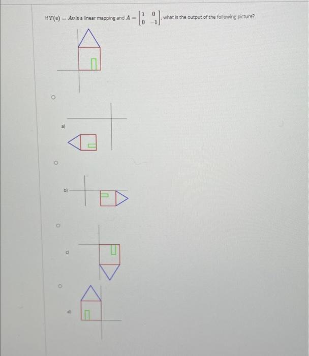Solved If T(v)=Av is a linear mapping and A=[100−1]. what is | Chegg.com