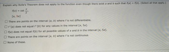 Solved Explain why Rolle's Theorem does not apply to the | Chegg.com