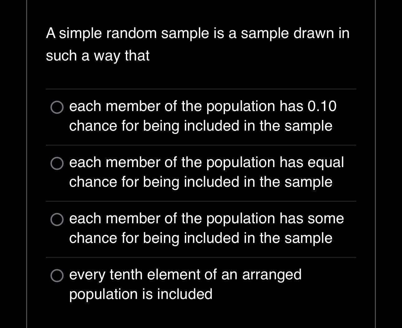 Solved A simple random sample is a sample drawn in such a | Chegg.com