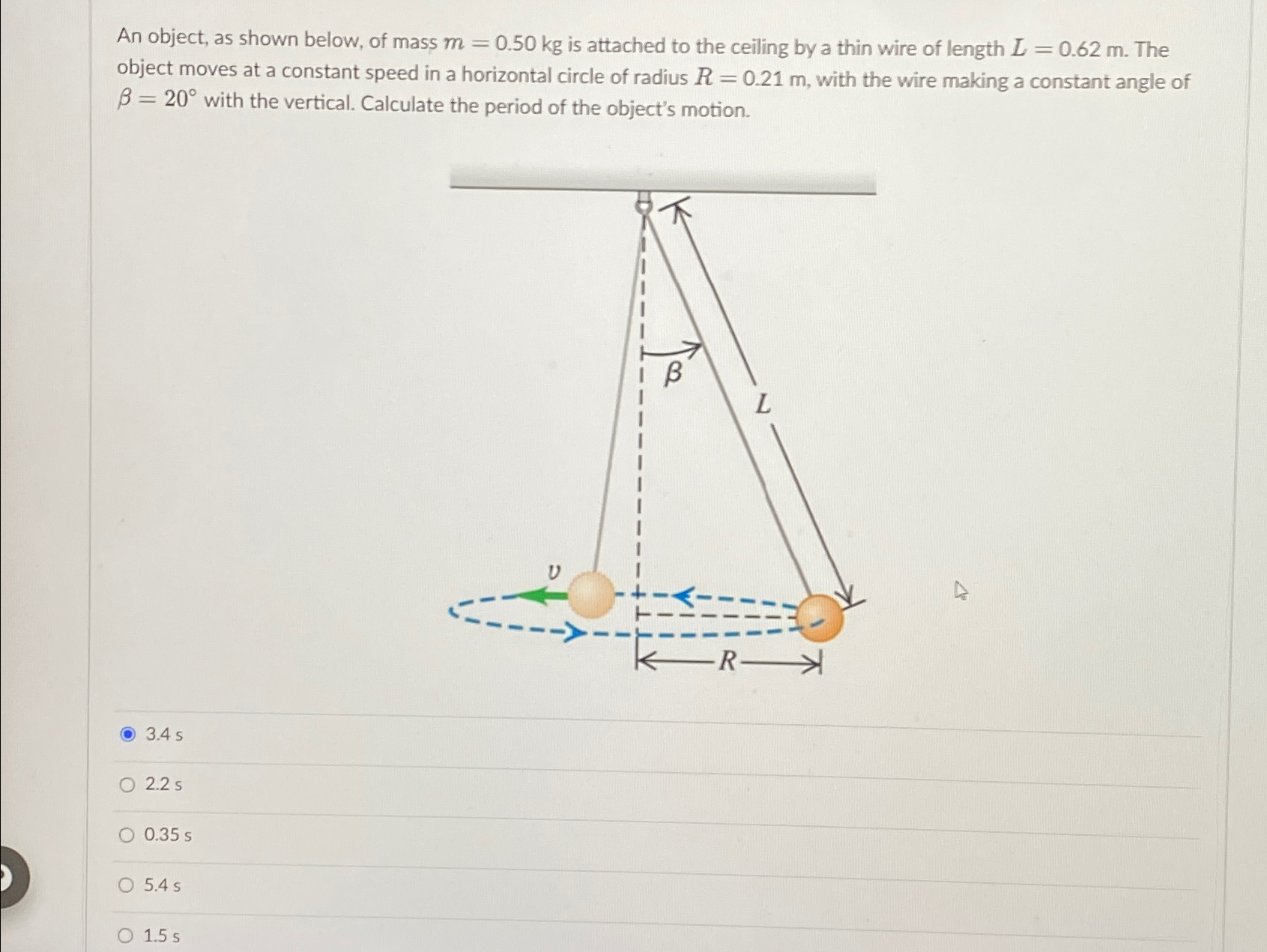 Solved An object, as shown below, of mass m=0.50kg ﻿is | Chegg.com