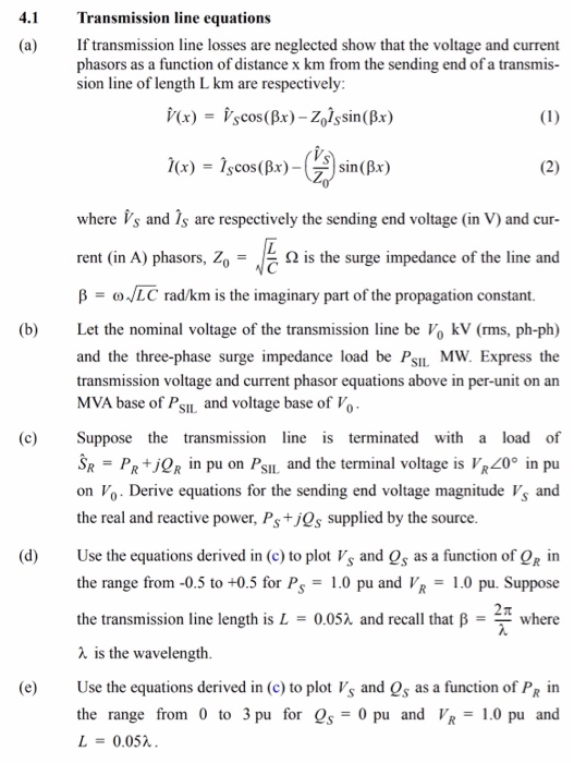 Solved 4 1 Transmission Line Equations If Transmission Line