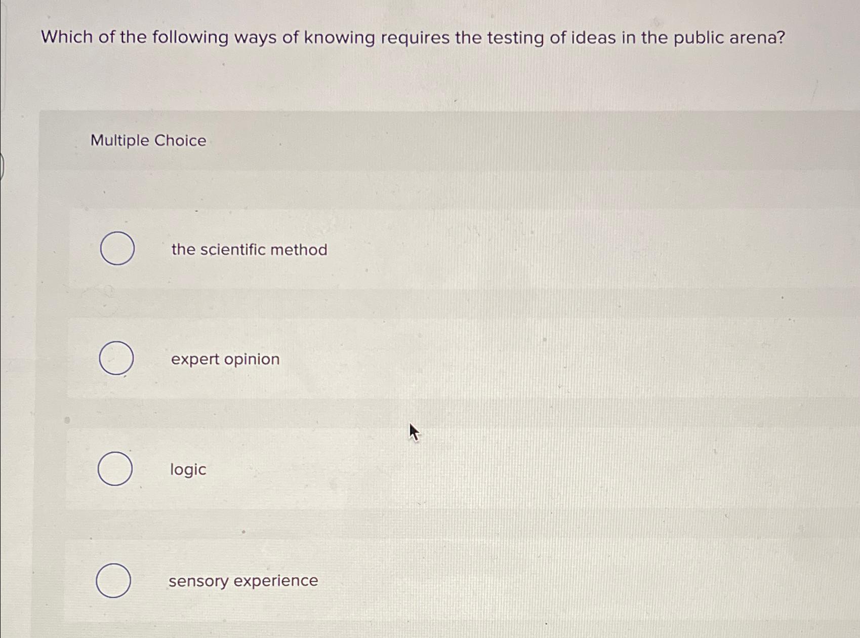 Solved Which of the following ways of knowing requires the | Chegg.com