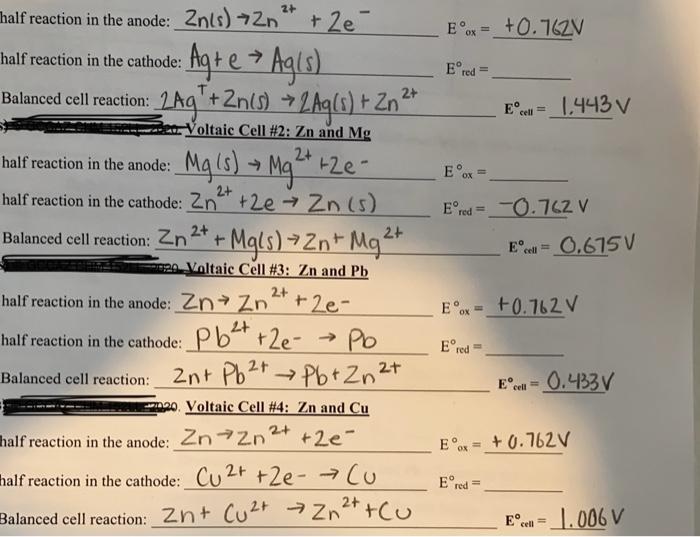 Solved K Cell Measured Ecell (V) AGⓇ (kJ) #1 」一 Zn-Ag Zn-Mg | Chegg.com