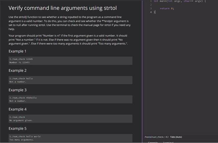 Solved Verify Command Line Arguments Using Strtol Use The