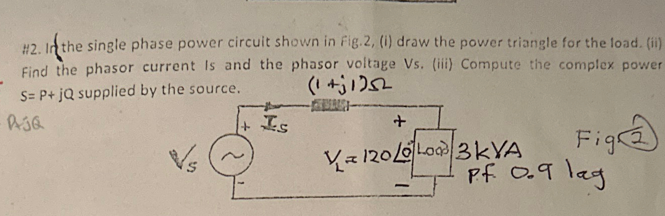 Solved H2. ﻿If the single phase power circuit shown in fig. | Chegg.com