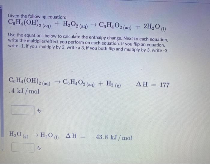 Solved Given the following equation: CfH (OH)2 (aq) + H2O2 | Chegg.com