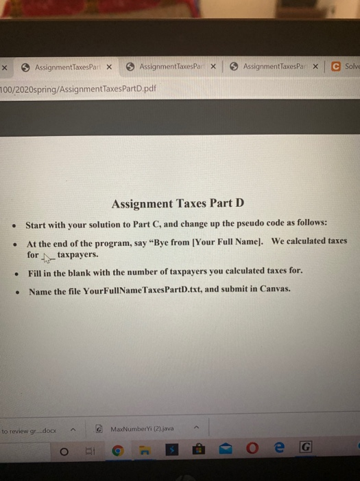 Solved Pseudo Code Assignment Taxes Part A File Name