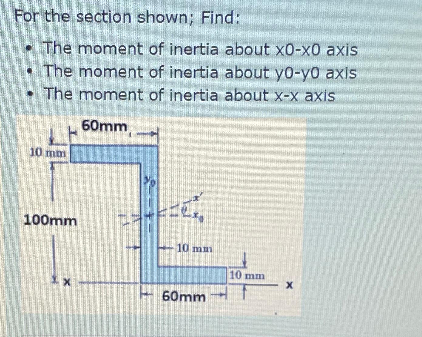 For the section shown; Find:The moment of inertia | Chegg.com
