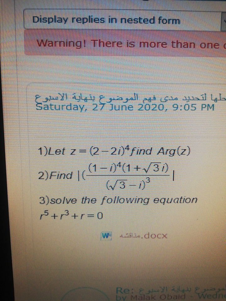 Solved Display replies in nested form Warning! There is more | Chegg.com