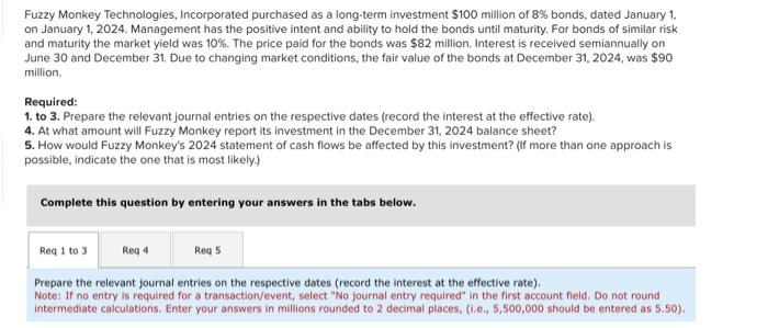 Solved Fuzzy Monkey Technologies, Incorporated purchased as | Chegg.com