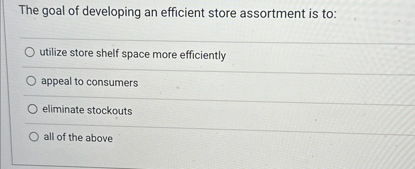 Solved The goal of developing an efficient store assortment | Chegg.com