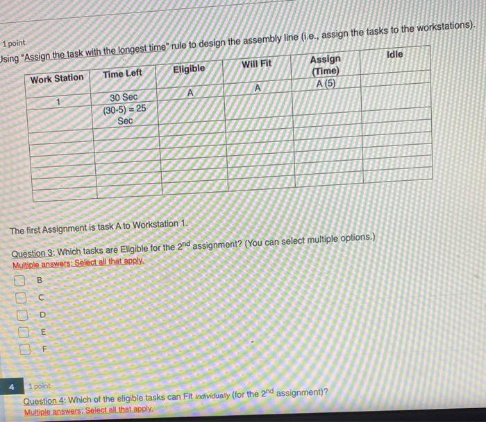 1 point Using "Assign the task with the longest time | Chegg.com