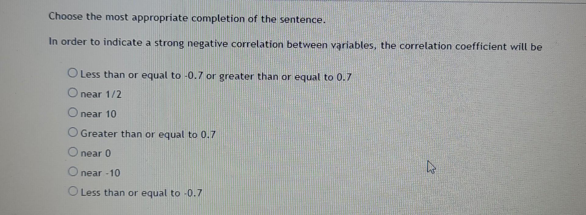 Solved Choose the most appropriate completion of the | Chegg.com
