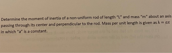 Solved Determine the moment of inertia of a non-uniform rod | Chegg.com