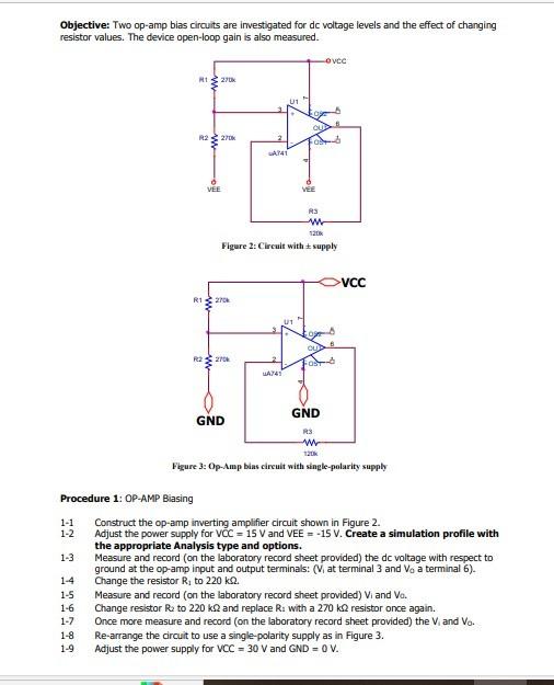 Solved Objective: Two op-amp bias circuits are investigated | Chegg.com