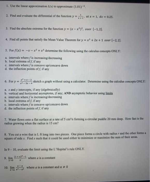 Solved 1. Use the linear approximation Lx) to approximate | Chegg.com