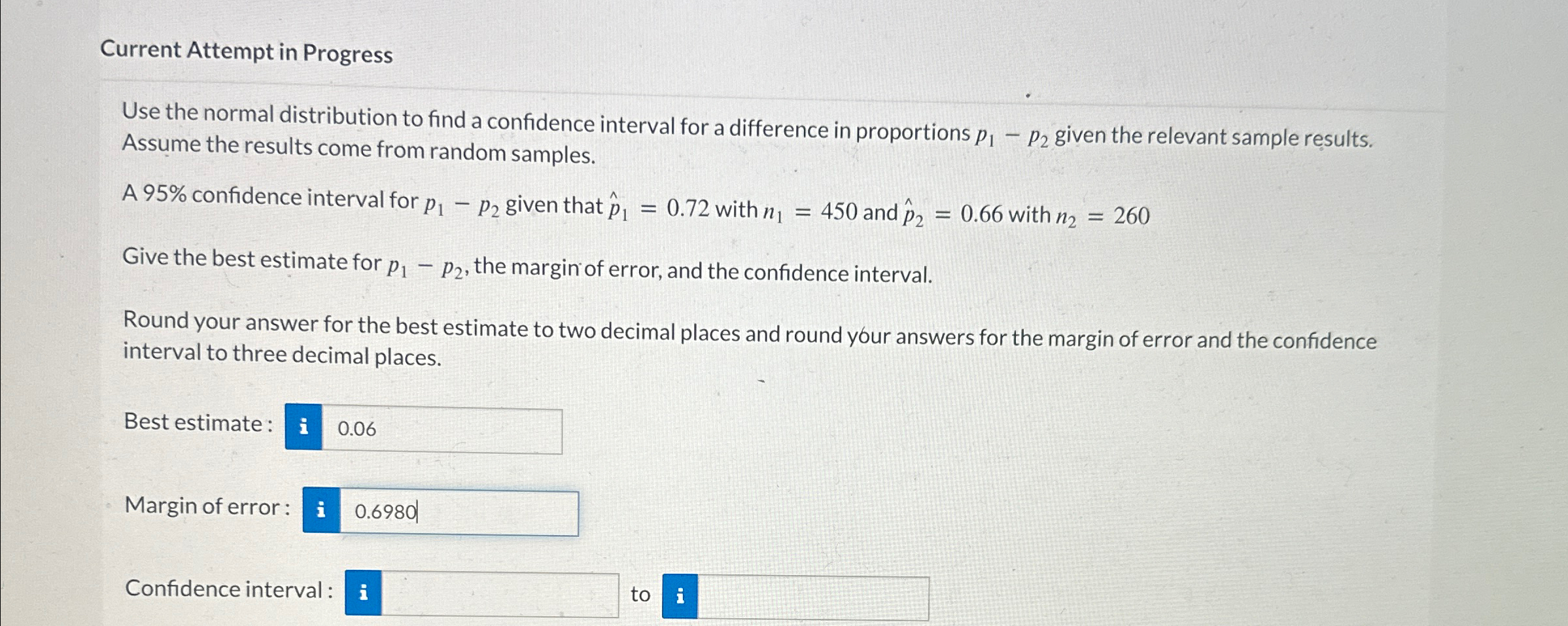Solved Current Attempt in ProgressUse the normal | Chegg.com