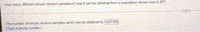 Solved How many different simple random samples of size 5 | Chegg.com