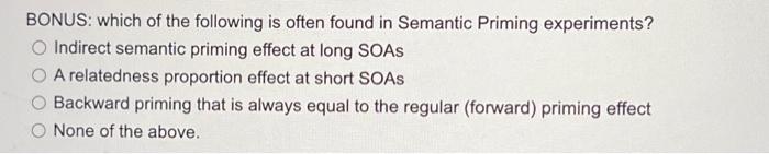 Solved BONUS: which of the following is often found in | Chegg.com