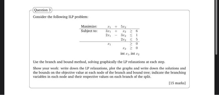 Solved Question 3 Consider the following ILP problem: | Chegg.com Solved Question 3 Consider the following ILP problem: | Chegg.com