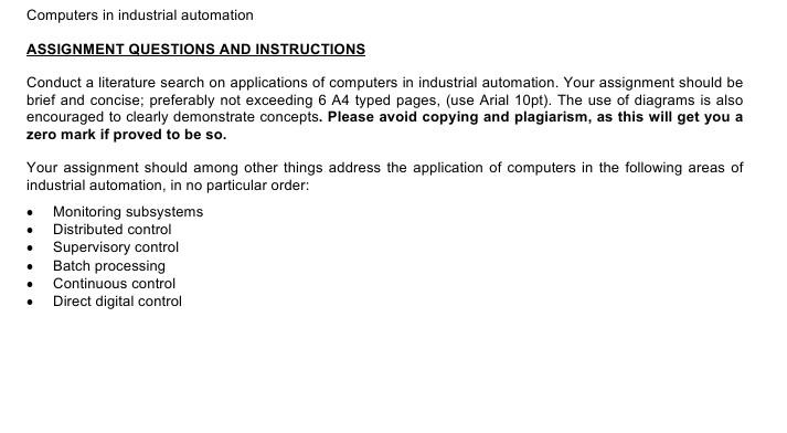 Solved Computers in industrial automation ASSIGNMENT | Chegg.com