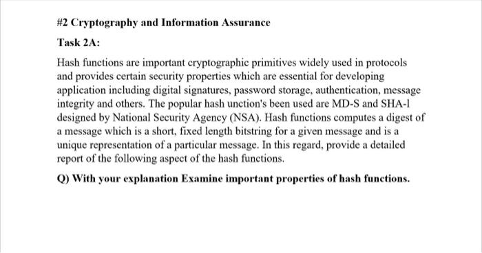 Solved #2A Cryptography and Information Assurance subjectThe | Chegg.com