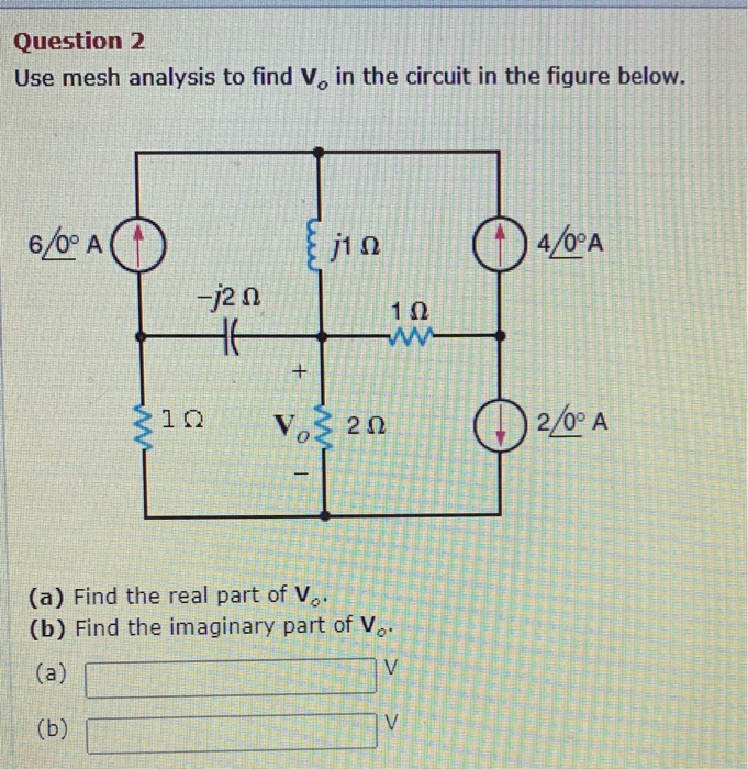 Solved Question 2 Use mesh analysis to find v, in the | Chegg.com