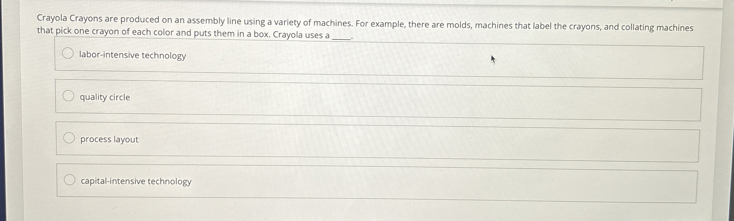 Solved Crayola Crayons are produced on an assembly line | Chegg.com