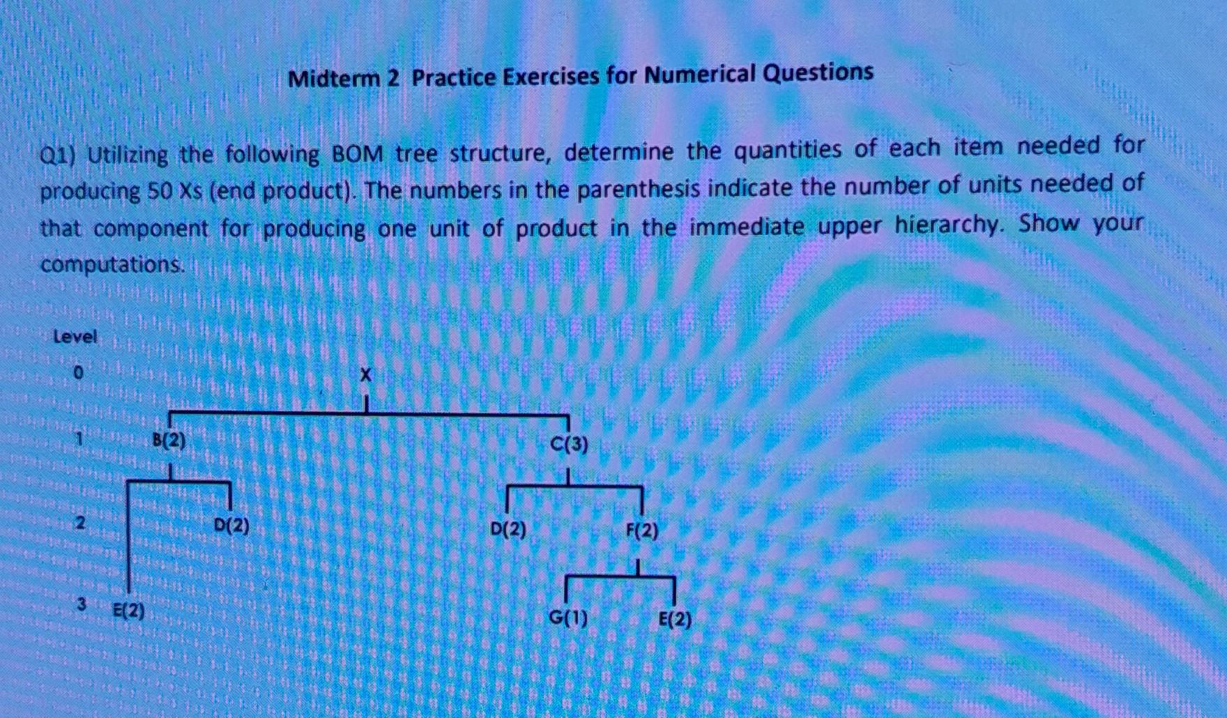 Solved Q1) Utilizing the following BOM tree structure, | Chegg.com