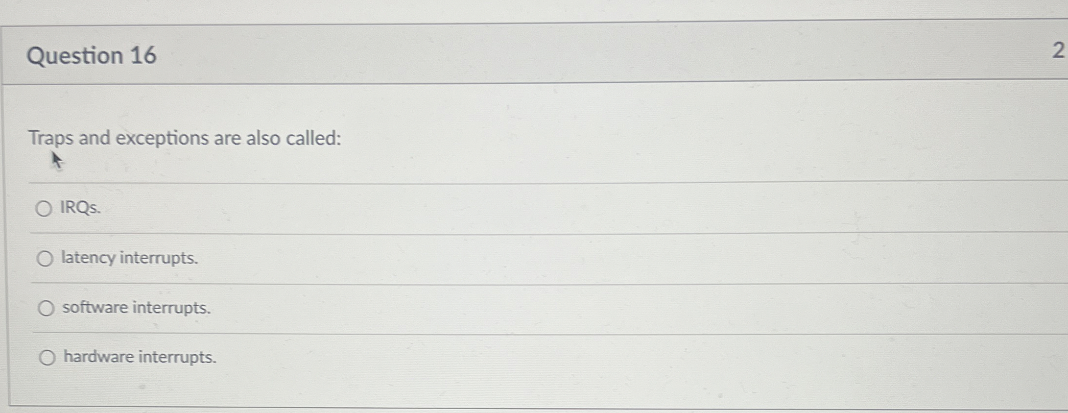 Solved Question 162Traps and exceptions are also | Chegg.com