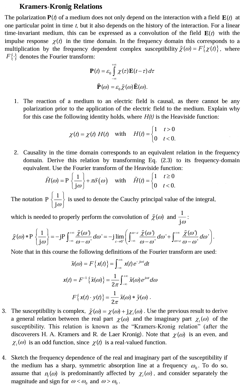 Kramers-Kronig RelationsThe polarization P(t) ﻿of a | Chegg.com