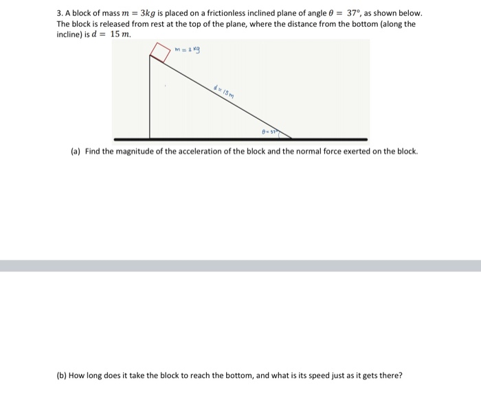 Solved 3. A block of mass m = 3kg is placed on a | Chegg.com